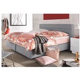 Boxspringbett, grau (hellgrau), B:175cm L:212cm, Bezug Kaltschaum-Topper: 100% Polyester, beidseitig mit Klimafaser versteppt. Abnehmbar und bei 40 C waschbar.;Bezug Kopfteil und seitliche Unterboxen: feiner Strukturstoff aus 77% Polyester, 23% Viskose.;Bezug Obermatratze: 100% Polyester, Westfalia Schlafkomfort, Komplettbetten, Boxspringbett
