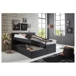 Boxspringbett, grau (anthrazit), B:196cm L:210cm, Box und Kopfteil: Strukturstoff (77% Polyester, 23% Viskose);Bezug der Obermatratze: 100% Polyester, Westfalia Schlafkomfort, Komplettbetten, Boxspringbett, wahlweise mit Bettkasten
