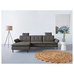 Ecksofa Home Affaire "Birkholm L-Form", grau, B:267cm H:83cm T:174cm, 98% Polyester 2% Polyamid, Sofas, Ecksofa, Armlehnverstellung, auch in Easy Clean Bezug - mit Wasser zu reinigen