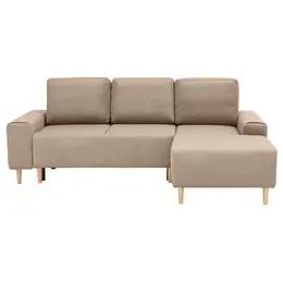 Ecksofa Home Affaire "Samu L-Form", beige, B:235cm H:93cm T:160cm, Microfaser PRIMABELLE (100% Polyester);Samtoptik (100% Polyester);Struktur fein (100% Polyester), Sofas, Ecksofa, wahlweise mit Bettfunktion und Bettkasten