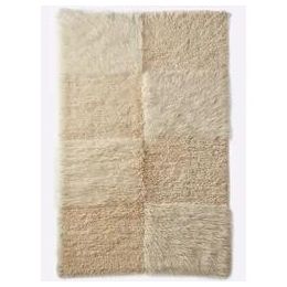 Teppich Heine HOME Gr. 8, beige (natur), B:200cm H:70mm L:200cm, Schurwolle, Wolle, Teppiche, Teppich
