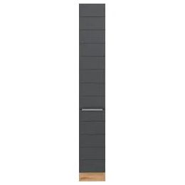 Apothekerschrank KOCHSTATION "KS-Luhe", grau (grau matt, wotaneichefarben), B:30cm H:200cm T:60cm, MDF, Schr&auml;nke, Apothekerschrank, 30 cm breit, hochwertige MDF-Fronten mit waagerechter Lisene