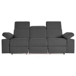 3-Sitzer Home Affaire "Kilado", grau (anthrazit), B:229cm H:98cm T:99cm, Struktur fein (95% Polyester 5%Nylon), Sofas, mit 2x Relaxfunktion, verstellbarer Armlehne, Kopfteilverstellung
