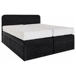 Boxspringbett, schwarz, B:145cm L:212cm, Box und Kopfteil: Microvelours (100% Polyester) oder Kunstleder (Polyurethan);Bezug der Obermatratze: 100% Polyester, Westfalia Schlafkomfort, Komplettbetten, Boxspringbett, wahlweise mit Bettkasten