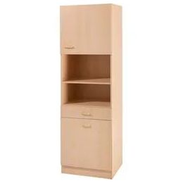 Mehrzweckschrank KOCHSTATION "KS-Elster", braun (buchefarben), B:60cm H:200cm T:50cm, Holzwerkstoff, Schr&auml;nke, Mehrzweckschrank, Breite 60 cm