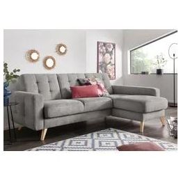 Ecksofa exxpo - SOFA FASHION "Nappa, kompakt und komfortabel, bequem, zeitloses Design, L-Form", silber, B:222cm H:87cm T:156cm, Samtvelours (100% Polyester);Webvelours (100% Polyester), Sofas, Ecksofa, tolle Detailverarbeitung, inkl. Bettfunktion und Bettkasten