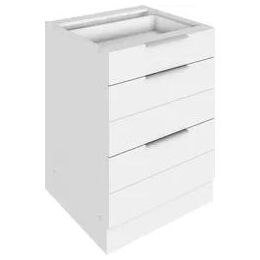 Auszugsunterschrank KOCHSTATION "KS-Luhe", wei&szlig; (wei&szlig; matt, wei&szlig;), B:60cm H:82cm T:60cm, MDF, Schr&auml;nke, K&uuml;chenunterschrank, 60 cm breit, hochwertige MDF-Fronten mit waagerechter Lisene