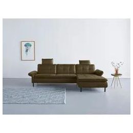 Ecksofa Home Affaire "Birkholm L-Form", gr&uuml;n (olive), B:267cm H:83cm T:174cm, 100% Polyester, Sofas, Ecksofa, Armlehnverstellung, auch in Easy Clean Bezug - mit Wasser zu reinigen
