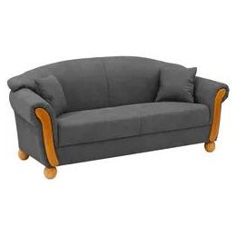 3-Sitzer Home Affaire "Milano Vintage", grau (dunkelgrau), B:190cm H:83cm T:81cm, Sofas, mit Federkern, Bezug in Lederoptik, incl. Zierkissen