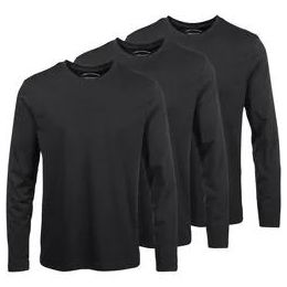 MAN'S WORLD Langarmshirt MAN'S WORLD "neue Farbe ", Herren, Gr. 52/54 (L), schwarz, Single Jersey, Obermaterial: 100% Baumwolle, unifarben, Basic, regular fit, Rundhals, normaler Saum, Shirts Langarmshirt, Langarm, unifarben, aus Baumwolle, im 3er-Pack, Topseller