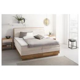 Boxspringbett OTTO HOME "Jenna", beige (sabbia), B:204cm L:216cm, Komplettbetten, Boxspringbett, ohne LED-Beleuchtung, mit zertifizierten, recycelten Bezugsstoffen