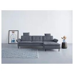 Ecksofa Home Affaire "Birkholm L-Form", grau, B:267cm H:83cm T:174cm, 100% Polyester, Sofas, Ecksofa, Armlehnverstellung, auch in Easy Clean Bezug - mit Wasser zu reinigen