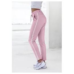 Jogger Pants Lascana, Damen, Gr. 32, N-Gr, rosa (altrosa), Sweatware, Obermaterial: 70% Viskose, 25% Polyamid, 5% Elasthan, unifarben, Basic, Basic kn&ouml;chelfrei, Hosen, mit sportlichen Seitenstreifen, Loungewear