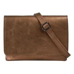 Umh&auml;ngetasche CLUTY, Damen, Gr. B/H/T: 23cm x 18cm x 4cm onesize, braun (cognac), Leder, gl&auml;nzend, Taschen Umh&auml;ngetasche, echt Leder, Made in Italy