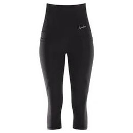 Leggings WINSHAPE "3&frasl;4-Functional Comfort HWL215C", Damen, Gr. S, Normalgr&ouml;&szlig;en, schwarz, 85% Polyester, 15% Elasthan, Hosen Leggings, High Waist mit praktischen Taschen