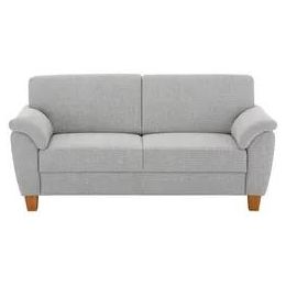 3-Sitzer Home Affaire "Alta", silber, B:186cm H:87cm T:88cm, Struktur fein ( 100% Polyester);Luxus-Microfaser ALTARA NUBUCK (100% Polyester);Struktur ( 100% Polyester), Sofas, mit Federkern und Kontrastnaht, F&uuml;&szlig;e Buche eichefarben