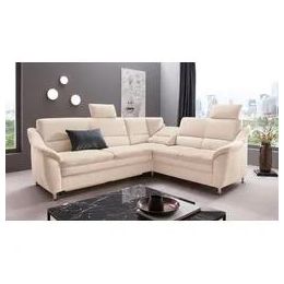 Ecksofa Home Affaire "Cardoso L-Form", beige (creme), B:249cm H:90cm T:209cm, Luxus-Microfaser Lederoptik (100% Polyester);Luxus-Microfaser (100% Polyester);Luxus-Microfaser ALTARA NUBUCK (100% Polyester);Struktur (100% Polyester), Sofas, Ecksofa, Federkern, wahlweise mit Bett, Schubkasten, teilweise Relaxfunktion