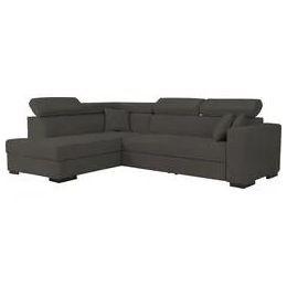Ecksofa Home Affaire "Tulio L-Form", grau (anthrazit), B:267cm H:95cm T:198cm, Struktur fein (100% Polyester);Struktur (100% Polyester);Samtstruktur (100% Polyester), Sofas, Ecksofa, wahlweise mit Bettfunktion und Bettkasten, incl. 3 Zierkissen