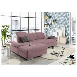 Ecksofa "SO4100 V", lila (flieder), B:284cm H:80cm T:190cm, SET ONE BY Musterring, Sofas, Ecksofa, mit verstellbaren Kopfteilen, wahlweise mit Funktionen, Cord-Bezug