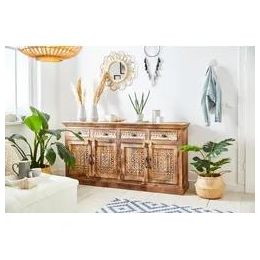 Sideboard OTTO HOME "Maneesh", beige (naturfarben), B:178cm H:88cm T:40cm, Sideboards, Sideboard, Kommode aus massivem Mangoholz, viele Stauraumm&ouml;glichkeiten, B/ 179cm