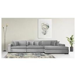 Ottomane Home Affaire "Skara L-Form", grau, B:310cm H:86cm T:100cm, 100% Polyester, Sofas, Ottomane, Lounge-Sofa mit Federkernpolsterung, in vielen Bezugsvarianten