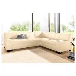 Ecksofa DOMO collection "Norma Top, elegant und modern, flache Armlehnen, L-Form", beige (creme), B:247cm H:77cm T:212cm, Sofas, Ecksofa, wahlweise mit Bettfunktion