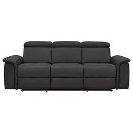 3-Sitzer Home Affaire "Pareli 229cm, manuelle u. elektr. Relaxfunktion in 2 Sitzen", braun, B:229cm H:98cm T:142cm, Sofas, USB, KT-Verstellung, LED Beleuchtung, in Echtleder, Kunstleder, Web