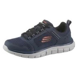 Sneaker Skechers "TRACK-KNOCKHILL", Herren, Gr. 42, blau (navy, orange), Leder, Textil, Schuhe Sneaker, mit gepolsterter Innensohle, Freizeitschuh, Halbschuh, Schn&uuml;rschuh
