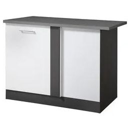 Eckunterschrank KOCHSTATION "KS-Paris", wei&szlig; (wei&szlig;, graphit), B:110cm H:85cm T:60cm, Holzwerkstoff, Schr&auml;nke, Eckunterschrank, Breite 110 cm