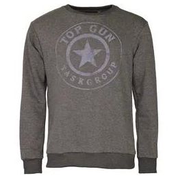 Sweater Top Gun "TG20212106", Herren, Gr. 50M, grau (anthrazit), Obermaterial: 65% Baumwolle; 35% Polyester; 65% Baumwolle; 35% Polyester, Sweatshirts Sweater