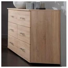 Schubkastenkommode wimex "Anna", braun (plankeneichefarben), B:130cm H:82cm T:42cm, Sideboards