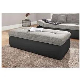 Hocker DOMO collection "PB Moric", grau (schwarz, wei&szlig;, grau), B:136cm H:43cm T:64cm, Microfaser PRIMABELLE (100% Polyester) / Struktur (90% Polyester, 10% Polyacryl);Kunstleder SOFTLUX / Struktur (90% Polyester, 10% Polyacryl), Hocker, Polsterhocker, inklisive Staufach