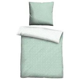 Wendebettw&auml;sche Biberna "Combinate in Gr. 135x200, 155x220 oder 200x200 cm", gr&uuml;n (mint, muster), B/L: 155cm x 200cm, 1 Stk., 1 Stk., Mako-Satin, B/L: 80cm x 80cm, 2 Stk., Mako-Satin, Obermaterial: 100% Baumwolle, Bettw&auml;sche, Wendebettw&auml;sche, Bettw&auml;sche aus Baumwolle, zeitlose Bettw&auml;sche mit Wendeoptik