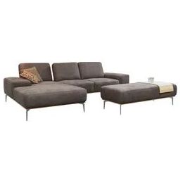 Ecksofa W.Schillig "run, Designsofa mit tollem Sitzkomfort, bequem, L-Form", braun (mocca s37), B:279cm H:88cm T:178cm, Longlife Xtra-Leder Z73: Naturwalkleder der Luxusklasse aus den erlesensten Rohh&auml;uten. Hautst&auml;rke 1, 1 &ndash; 1, 3 mm;ROHLEDER Jacquard-Flachgewebe Q2 W60 (63% Polyester, 37% Polyacryl);ROHLEDER Chenille-Flachgewebe Q2 W77 (68% Polyacryl, 32% Polyester);Stoff S37 (100% Polyester), Sof