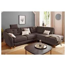 Ecksofa Home Affaire "Trondheim L-Form", braun (dunkel braun), B:260cm H:89cm T:90cm, Struktur weich ( 97% Polyester, 3% Baumwolle);Luxus-Microfaser ALTARA NUBUCK (100% Polyester);Luxus-Microfaser Lederoptik (100% Polyester), Sofas, Ecksofa, mit Federkern