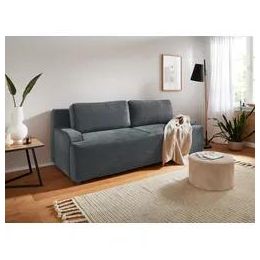 Schlafsofa Home Affaire "Halbschlaf", blau (pacific), B:225cm H:90cm T:95cm, 100% Polyester, Sofas, Schlafsofa, mit Bettfunktion und Bettkasten