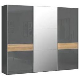 Schwebet&uuml;renschrank OTTO HOME "Onyx, Schwebet&uuml;renschrank inklusive Innenleben, FSC-zertifiziert", grau (anthrazit, walnussfarben), B:272cm H:224cm T:61cm, Holzwerkstoff, Schr&auml;nke, Schwebet&uuml;renschrank, UV lackiert, hochgl&auml;nzend anthrazit, mit Soft-Close Funktion