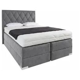 Boxspringbett, grau (dunkelgrau), B:170cm L:212cm, Bezug der Obermatratze: 100% Polyester, Bezug abnehm- und waschbar bis 60C;Unterbox und Kopfteil: Microvelours-Bezug (100% Polyester), Westfalia Schlafkomfort, Komplettbetten, Boxspringbett