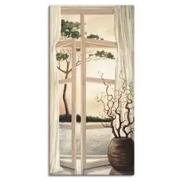 Wandbild Artland "Fensterbild Toskanischer Sonnenuntergang", beige (farbe bild(er): naturfarben), B:75cm H:150cm, Bilder, als Alubild, Leinwandbild, Poster in verschied. Gr&ouml;&szlig;en