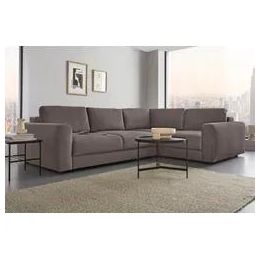 Ecksofa Home Affaire "Bloomfield, Breite 304cm, Mega Polsterecke mit viel Platz, L-Form", grau (taupe), B:304cm H:84cm T:224cm, 100% Polyester, Sofas, Ecksofa, extra tiefe Sitzfl&auml;che, wahlweise mit Sitztiefenverstellung