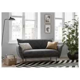 2-Sitzer OTTO HOME "Stine", grau (anthrazit), B:156cm H:86cm T:86cm, Struktur (100% Polyester);Struktur weich (85% Polyester/15% Nylon);Samtoptik (100% Polyester), Sofas, Besonderes Design durch Kissenoptik und Keder, by Morten Georgsen