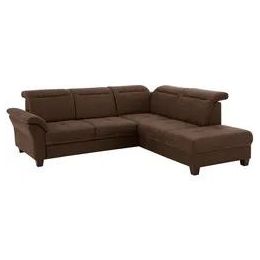 Home Affaire Ecksofa OTTO HOME "Solvei L-Form", braun (dunkelbraun), B:260cm H:104cm T:235cm, Luxus-Microfaser Lederoptik (100% Polyester);Struktur (100% Polyester);Luxus-Microfaser ALTARA NUBUCK (100% Polyester), Sofas, Ecksofa, wahlweise auch mit Kopfteilverstellung und Schlaffunktion, Federkern