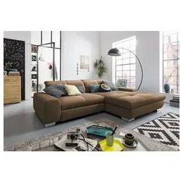Ecksofa "SO 1200 inkl. Sitztiefen- & R&uuml;ckenverstellung f&uuml;r hohen Sitzkomfort", braun (nussbraun gdu 24), B:276cm H:89cm T:198cm, 100% Polyester, SET ONE BY Musterring, Sofas, Ecksofa, wahlweise mit Bettfunktion und Stauraum, L-Form, auch in Cord Bezug, Topseller