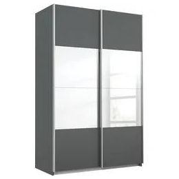 Schwebet&uuml;renschrank Rauch "Quadra", grau (grau metallic, spiegel), B:136cm H:210cm T:62cm, Holzwerkstoff, Schr&auml;nke, Schwebet&uuml;renschrank, mit Spiegelelementen