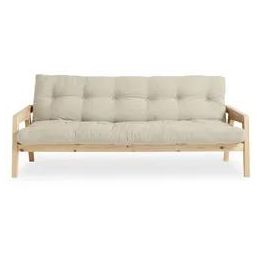 Schlafsofa KARUP DESIGN, beige, B:204cm H:40cm T:90cm, Sofas, Schlafsofa, Mit Holzstruktur, inkl. Futonmatratze, Liegefl&auml;che 130x190 cm