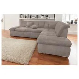 Ecksofa DOMO collection "NMoric incl. Zierkissen B/T/H: 273/216/80 cm L-Form", grau (taupe), B:273cm H:80cm T:216cm, Chenille (85% Polyester, 15% Acryl);Luxus-Microfaser (100% Polyester);Struktur ( 100% Polyester);Microfaser PRIMABELLE (100% Polyester), Sofas, Ecksofa, Ottomanen-Abschluss, wahlweise mit Bettfunktion und Armlehnverstellung, Topseller