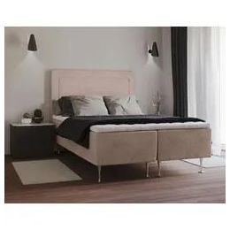 Boxspringbett Home Affaire "Hacer", lila, B:141cm L:208cm, 100% Polyester, Komplettbetten, Boxspringbett, Topper, H2 oder H3 und in Breiten 70,80,90,120,140,160,180 w&auml;hlbar