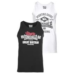 Tanktop Lonsdale "BIGGIN", Herren, Gr. XXL (54), schwarz-wei&szlig; (wei&szlig;, schwarz), Single Jersey, Obermaterial: 100% Baumwolle, unifarben, schmal, Rundhals, Tops Tanktop