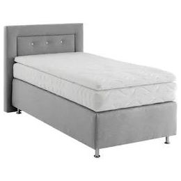 Boxspringbett, grau, B:115cm L:210cm, Bezug: Feinstruktur 100% Polyester, Westfalia Schlafkomfort, Komplettbetten, Boxspringbett, wahlweise mit Topper