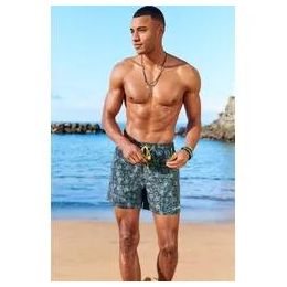 Badeshorts Bruno Banani, Herren, Gr. L (52), N-Gr, blau (marine, oliv), Microfaser, Recycling-Polyester, Badehosen Badeshorts, mit Animalprint